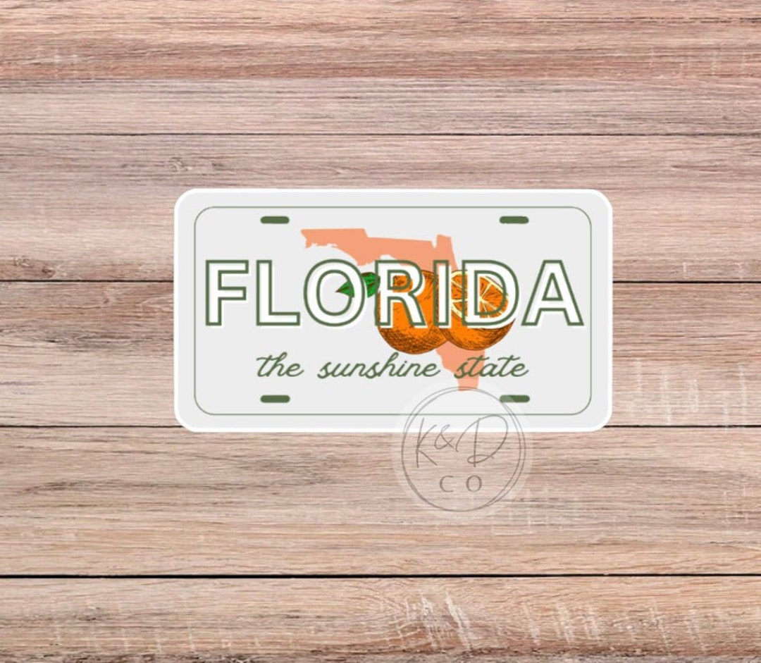 Florida State Sticker, License Plate Orange State Journal, Water Bottle ...