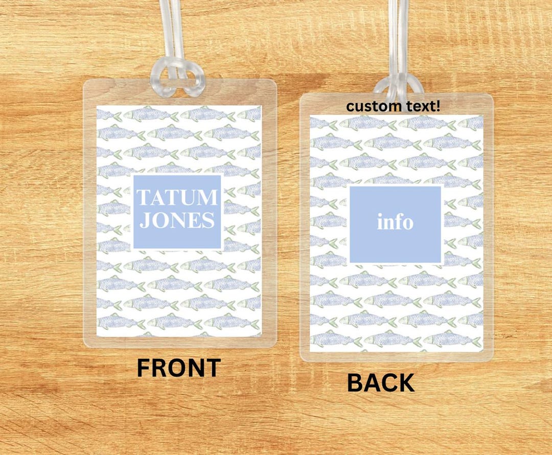 Personalized Fish Bag Tag Watercolor Grandmillennial, Back to School ...