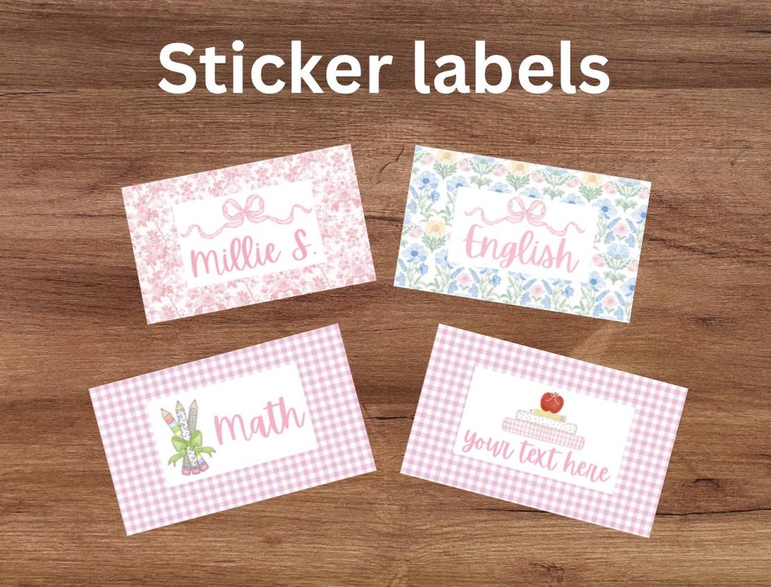 Sticker Labels Grandmillennial Preppy Gingham Personalized GIRLS School ...
