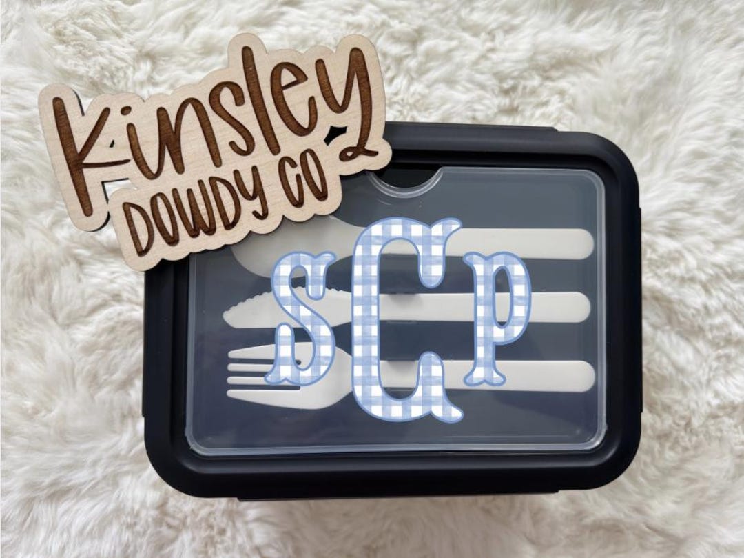 Boys Gingham Monogram Preppy Boys Bento Box Kids Lunchbox, Kids Name ...