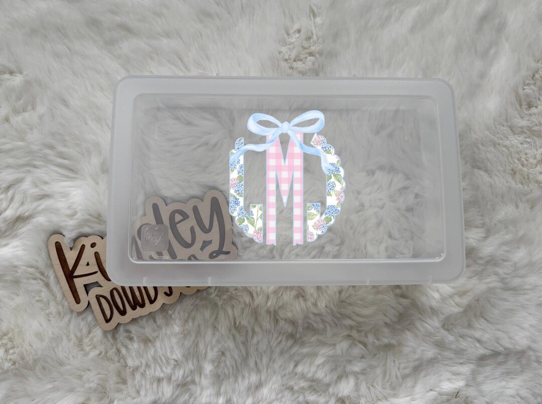 Grandmillennial Monogram Personalized Pencil Box Back to School Preppy ...