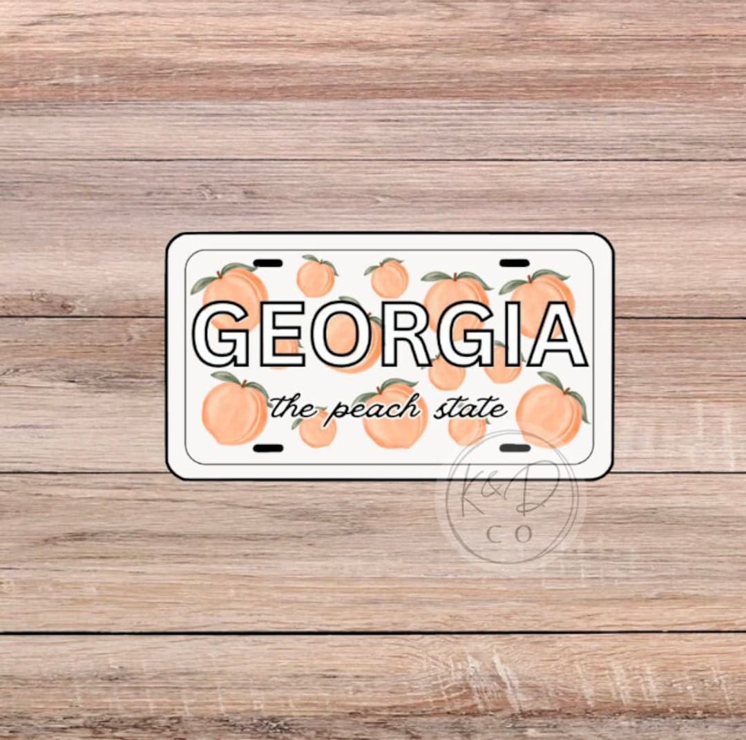 Georgia State Sticker, License Plate Peach State Journal, Water Bottle ...