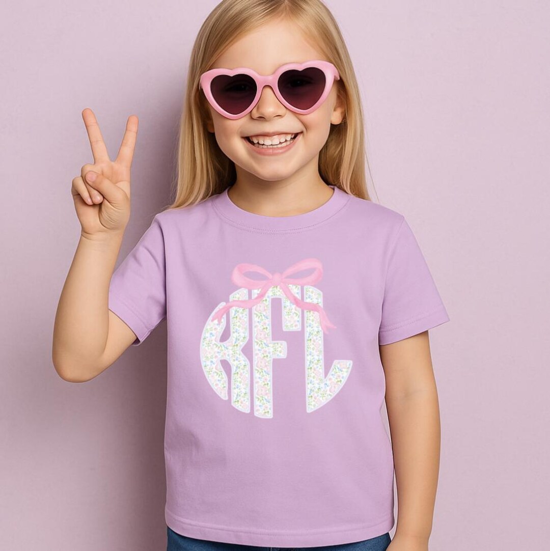 Comfort Colors® Custom Monogram Floral Bow Coquette Bow Girls Shirt ...