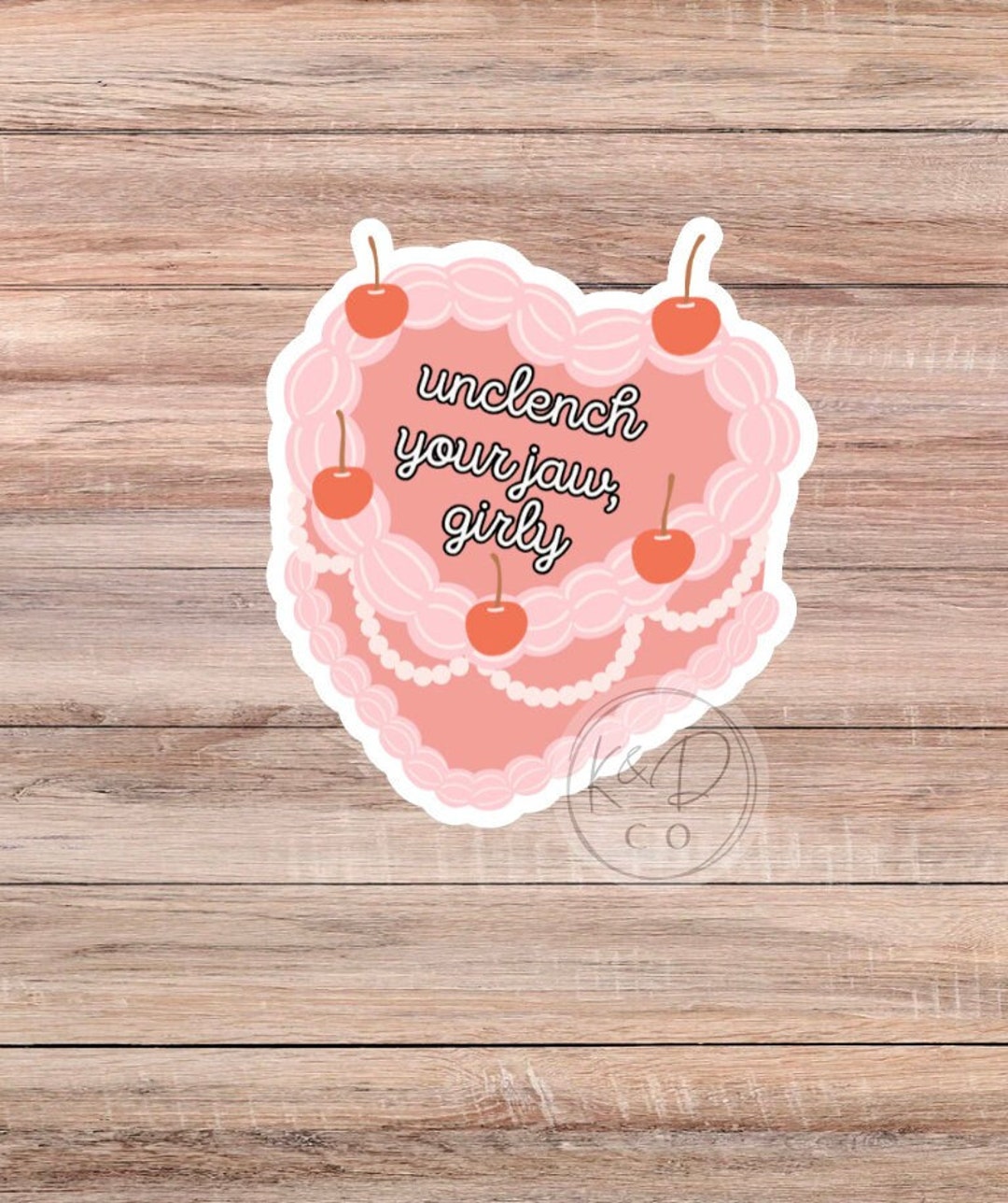 Unclench Your Jaw Coquette Cherry Cake Sticker, Magnet Aesthetic Soft ...