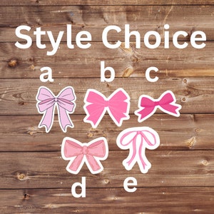 Pink Bow Coquette Sticker Ribbon, Vinyl Sticker, Trendy Pink Bow, Vinyl ...