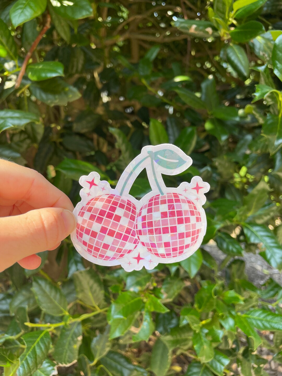 Cherry Disco Ball Sticker, Aesthetic Sticker, Coquette Sticker, Vinyl ...