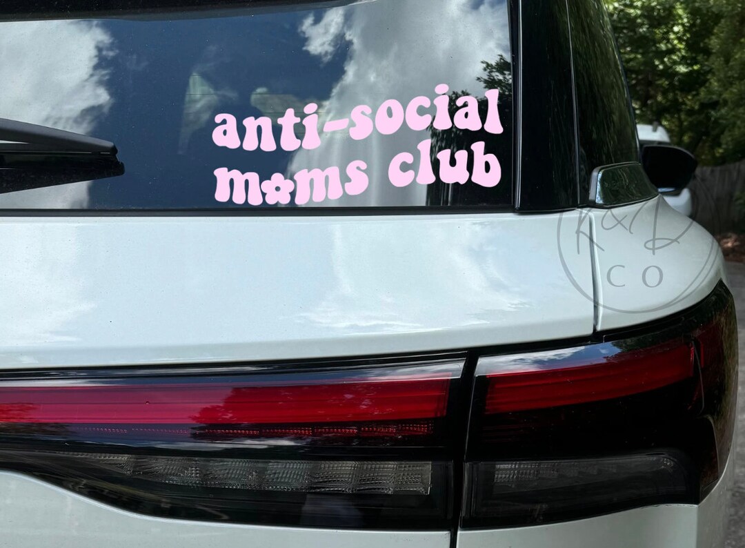 Flower Anti Social Moms Club Decal, Funny Car Stickers, Bad Driver Car ...