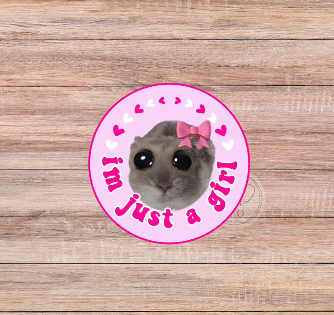 Sad Hamster Meme Car Sticker, Im Just a Girl Circle Magnet, Pink Bow ...