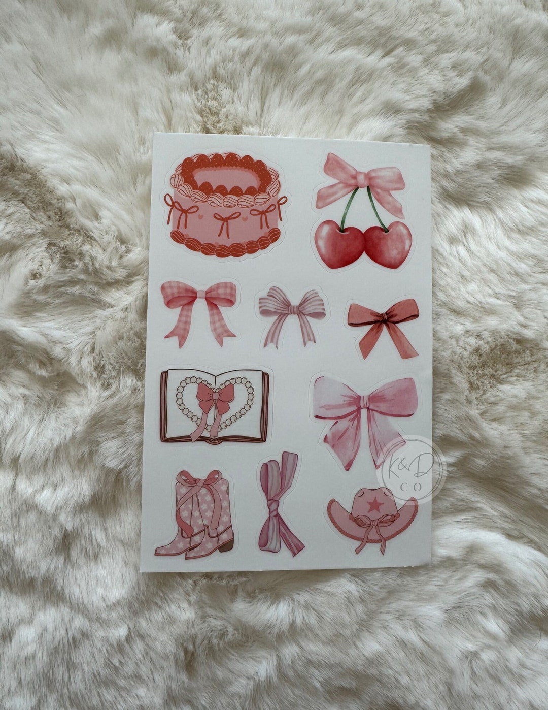 Coquette Bow Sticker Pack, Aesthetic Cherries Vintage Cake Soft Girl ...