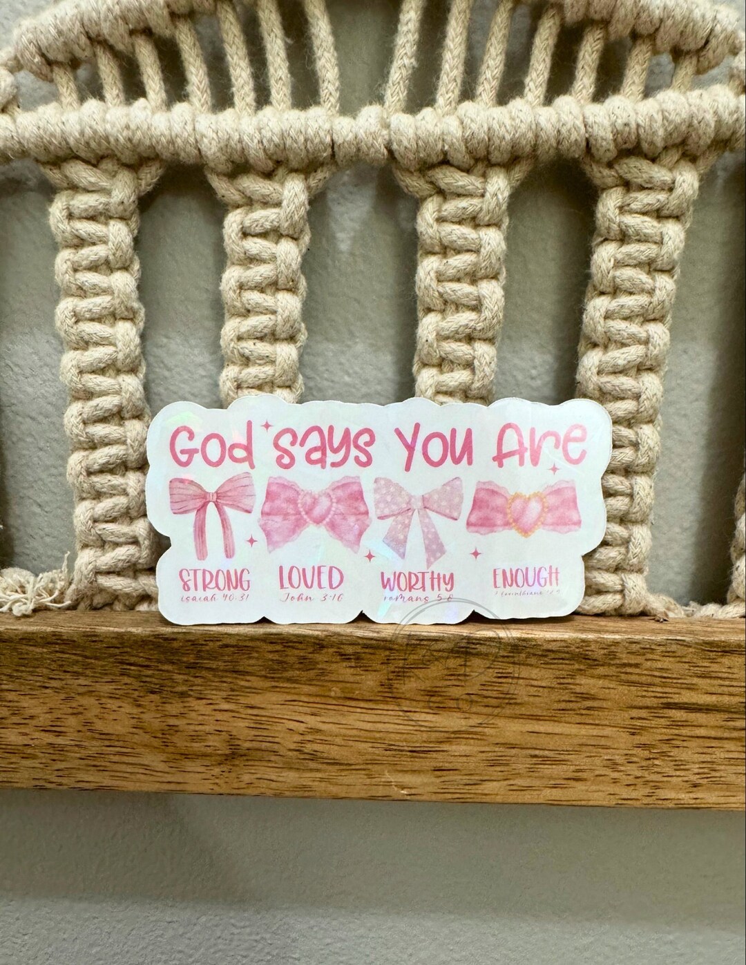 God Says I Am Coquette Sticker, Christian Religious Bow Sticker, Ribbon ...