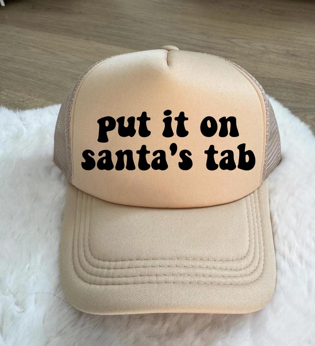 Put It on Santa's Tab Trucker Hat, Christmas Trucker Hat, Holiday ...