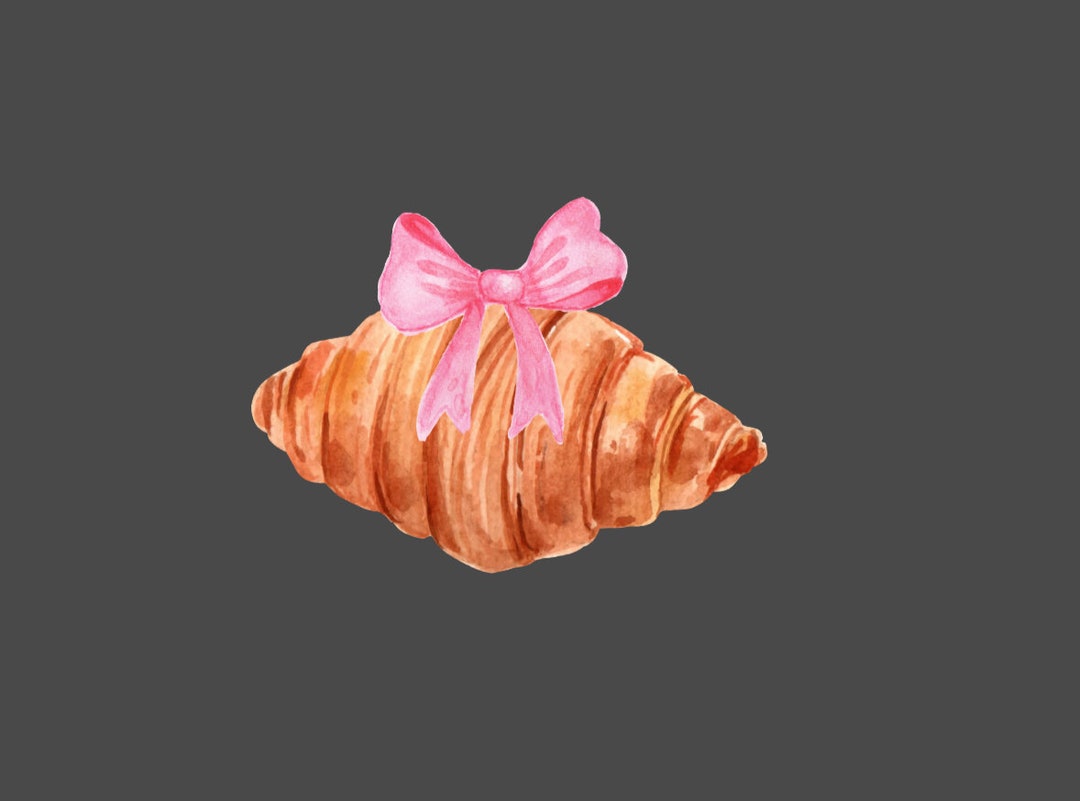 Coquette Croissant Pink Bow Sticker, Aesthetic Trendy Soft Girl Bow Y2k ...