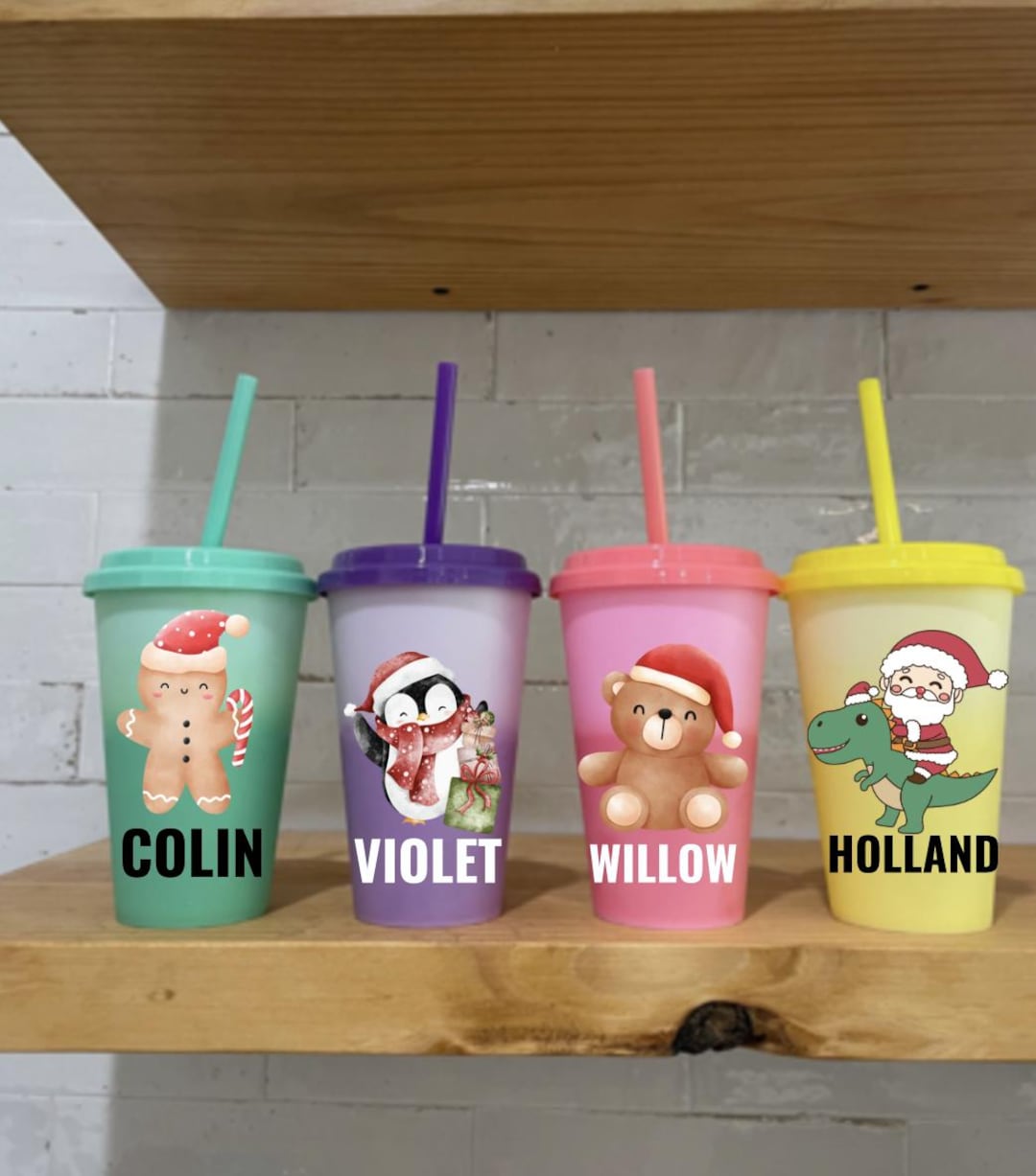 Kids Christmas Cups With Lid and Straw Kids Christmas Party Favors Kids ...
