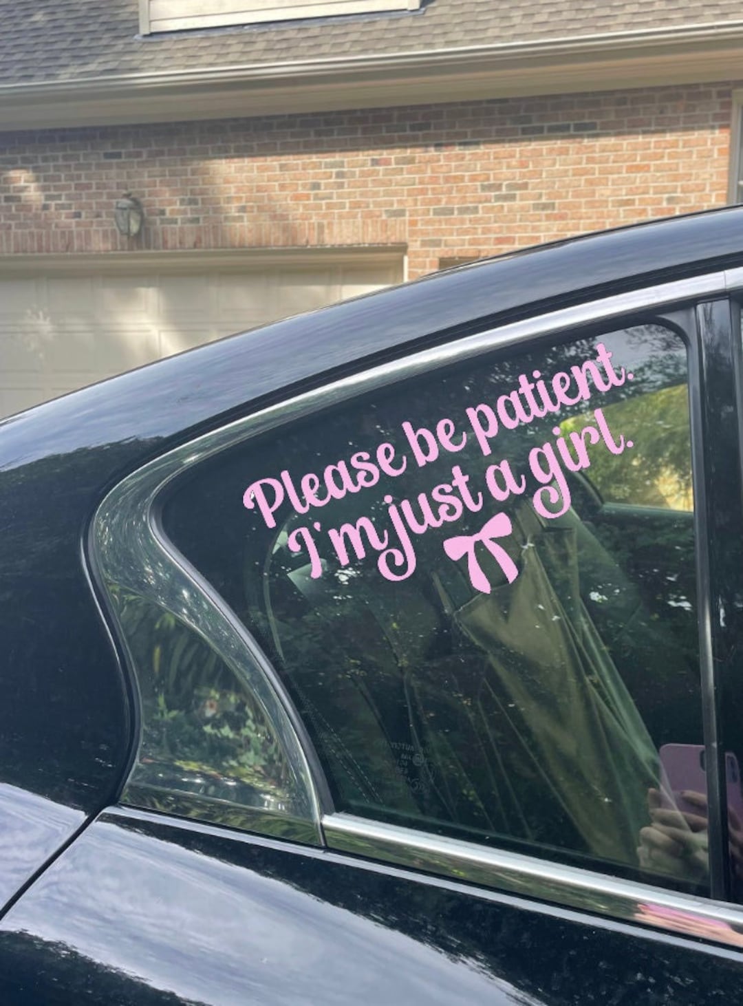 Coquette Vinyl Car Decal, Please Be Patient Im Just a Girl Pink Bow ...