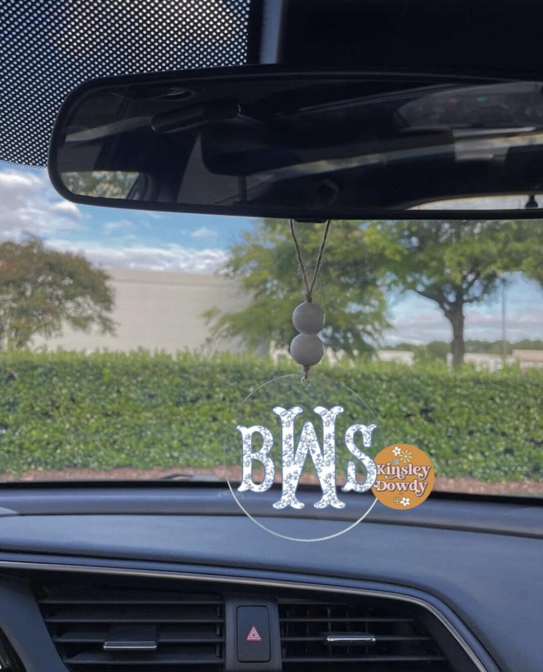 Blue Toile Chinoiserie Fishtail Bow Coquette Monogram Acrylic Car Charm ...