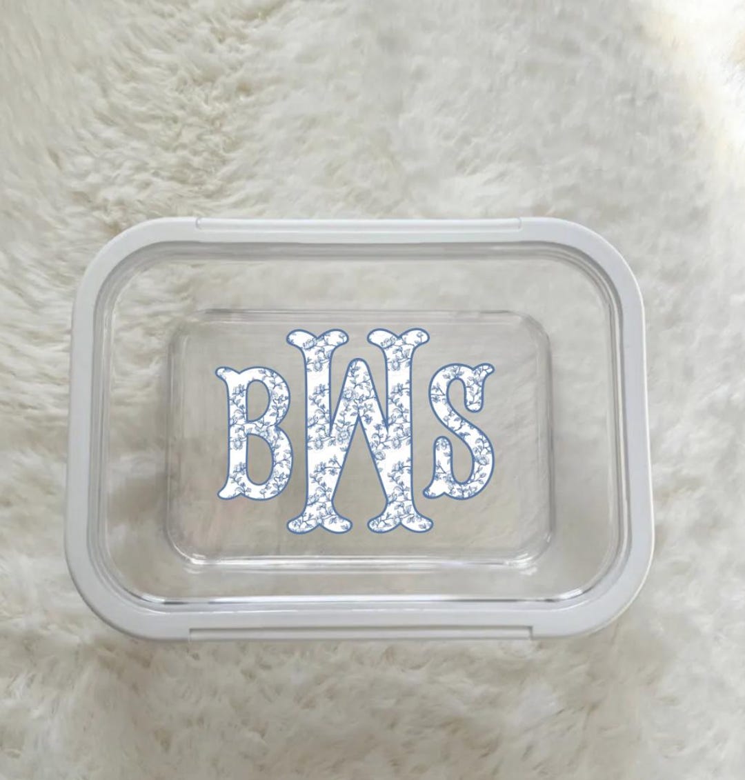 Blue Monogram Toile Lunchbox, Chinoiserie Girls Preppy Personalized ...