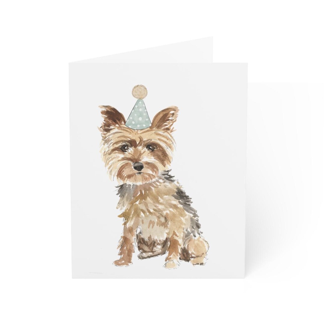 Party Hat Birthday Yorkshire Terrier Blank Card, Yorkie Thank You Dog ...