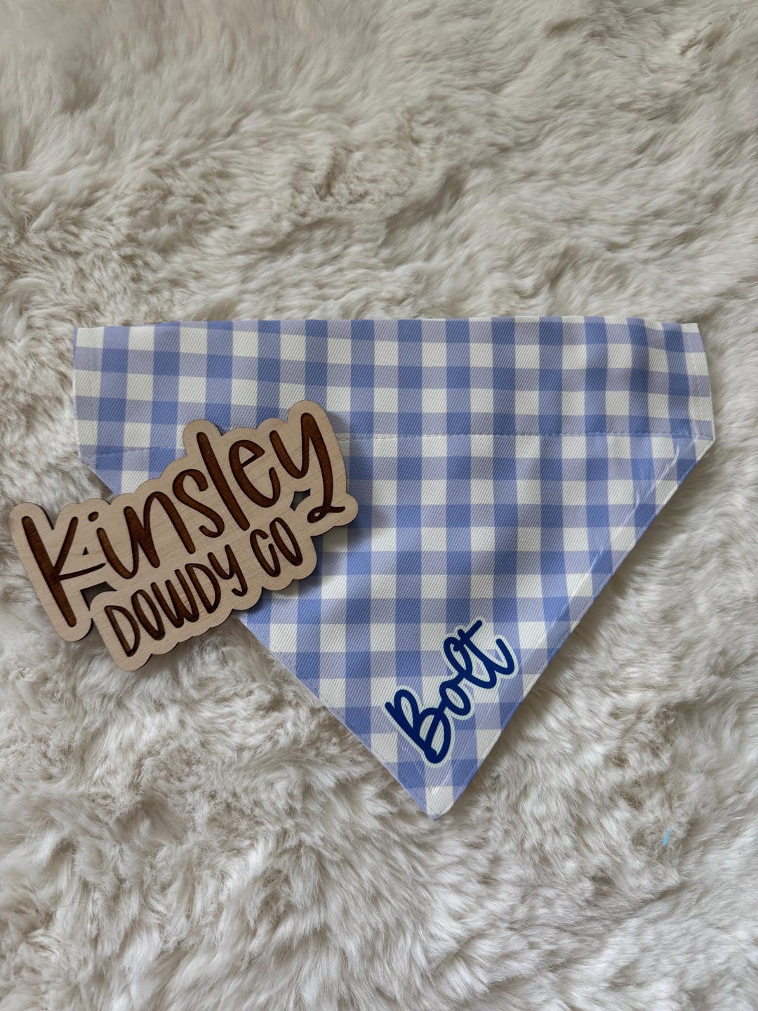 Personalized Preppy Blue Boy Dog Bandana, Gingham Preppy Coquette ...