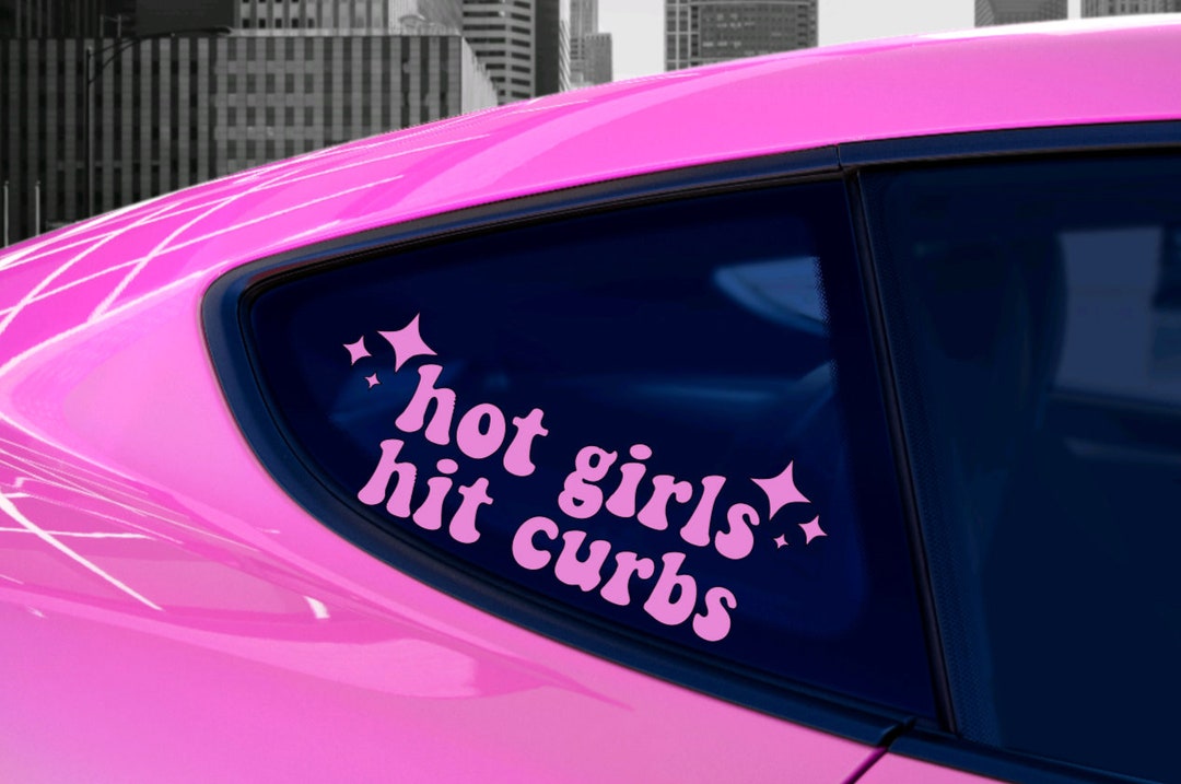 Hot Girls Hit Curbs Car Mirror Decal Bumper Sticker Retro - Etsy