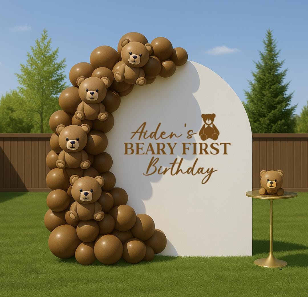 Beary First Birthday Decal, Beary 1st Theme Birthday Party Backdrop ...