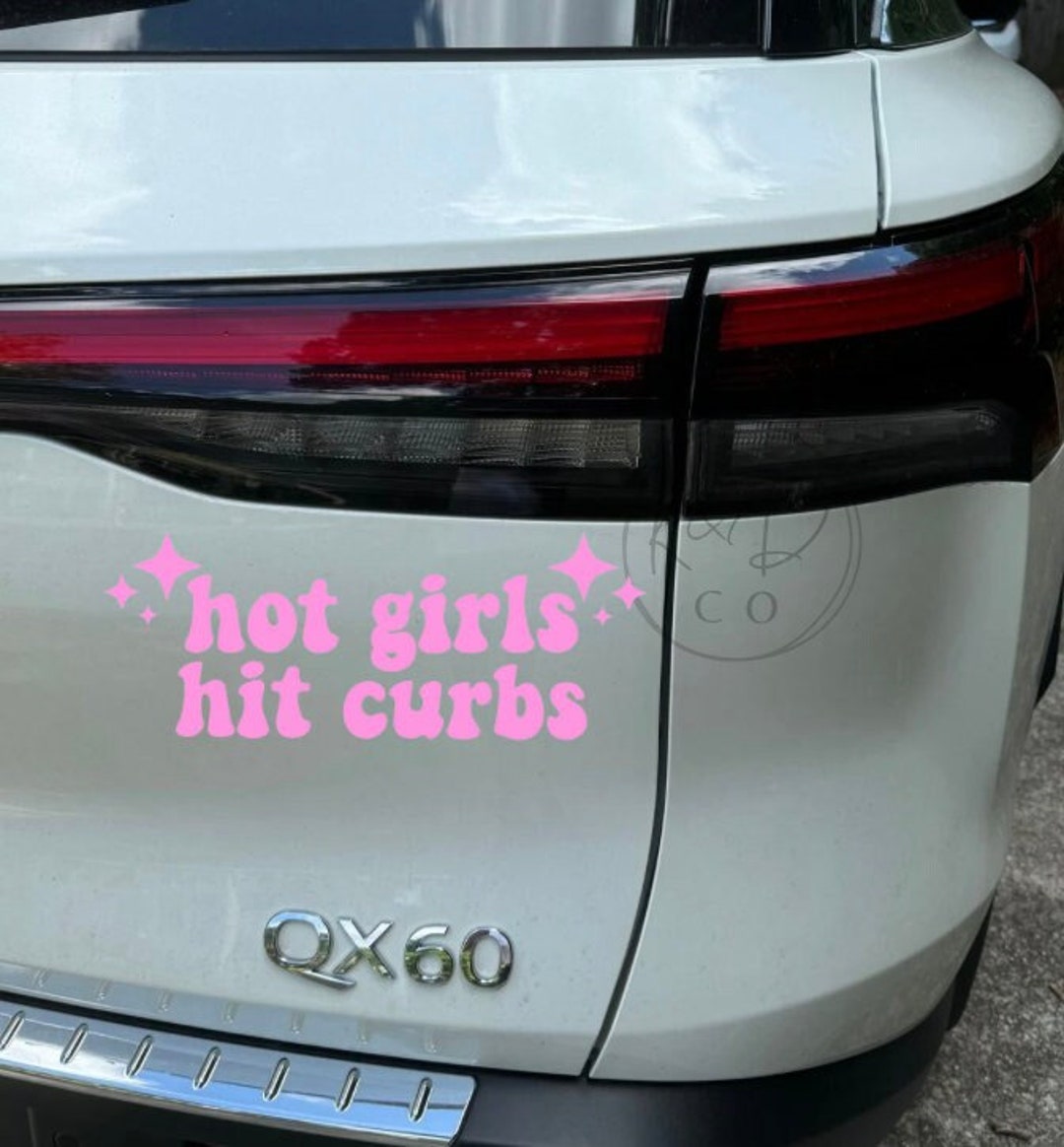 Hot Girls Hit Curbs Car Mirror Decal, Bumper Sticker, Retro Bumper ...