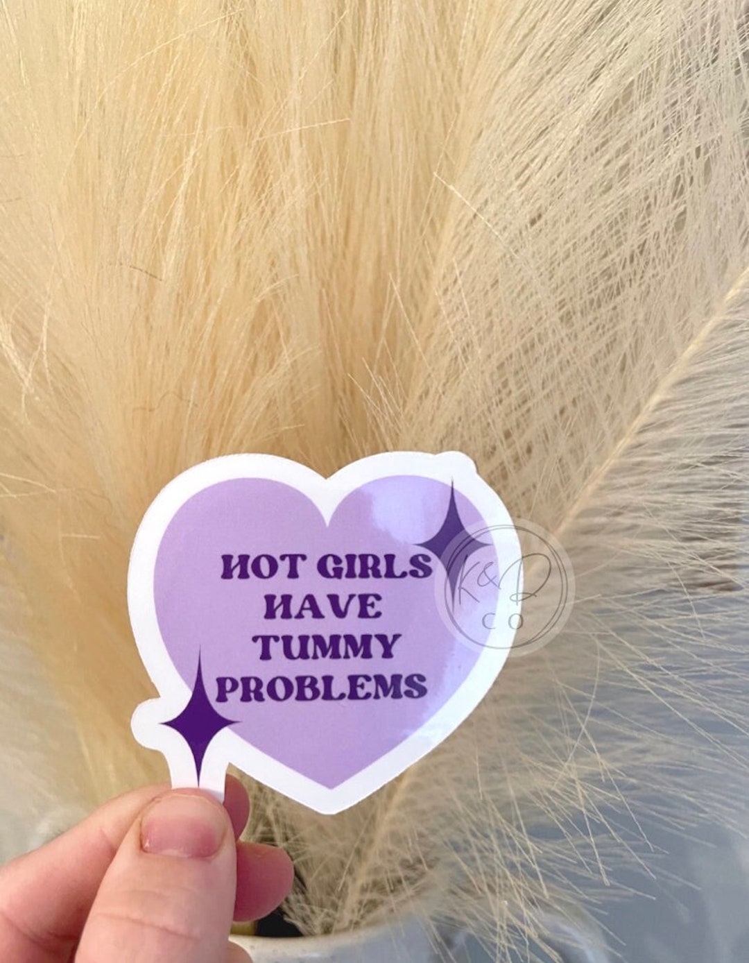Heart Hot Girls Have Tummy Problems Sticker, My Tummy Hurts Funny ...