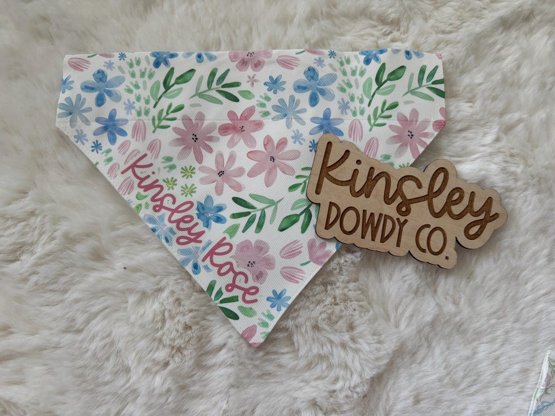 Personalized Flower Dog Bandana, Floral Preppy Coquette Girl ...