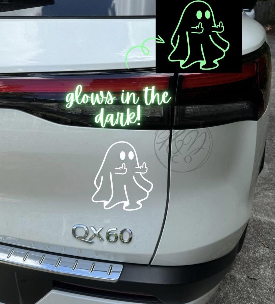 Ghost Decal Glow in the Dark Vinyl Decal, Middle Finger Holographic ...