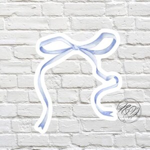Blue Bow Sticker, Coquette Sticker, Vinyl Ribbon Sticker, Trendy Pink ...