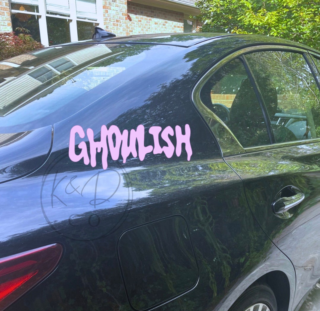 Ghoulish Car Decal, Halloween Car Accessories, Retro Halloween Bumper ...