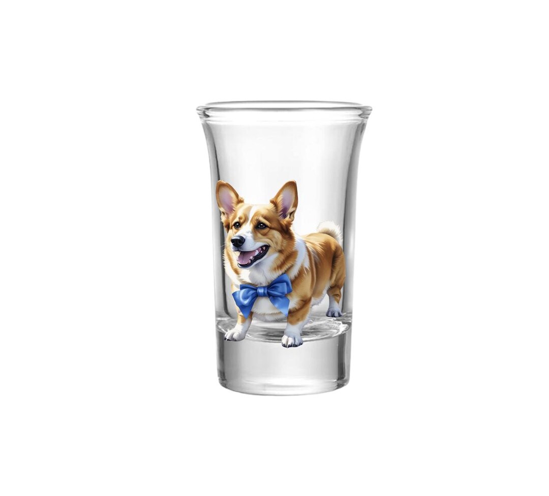 Corgi Blue Bow Coquette Shot Glass, Dog Lover Shot Glass, Y2k Gift 21st ...