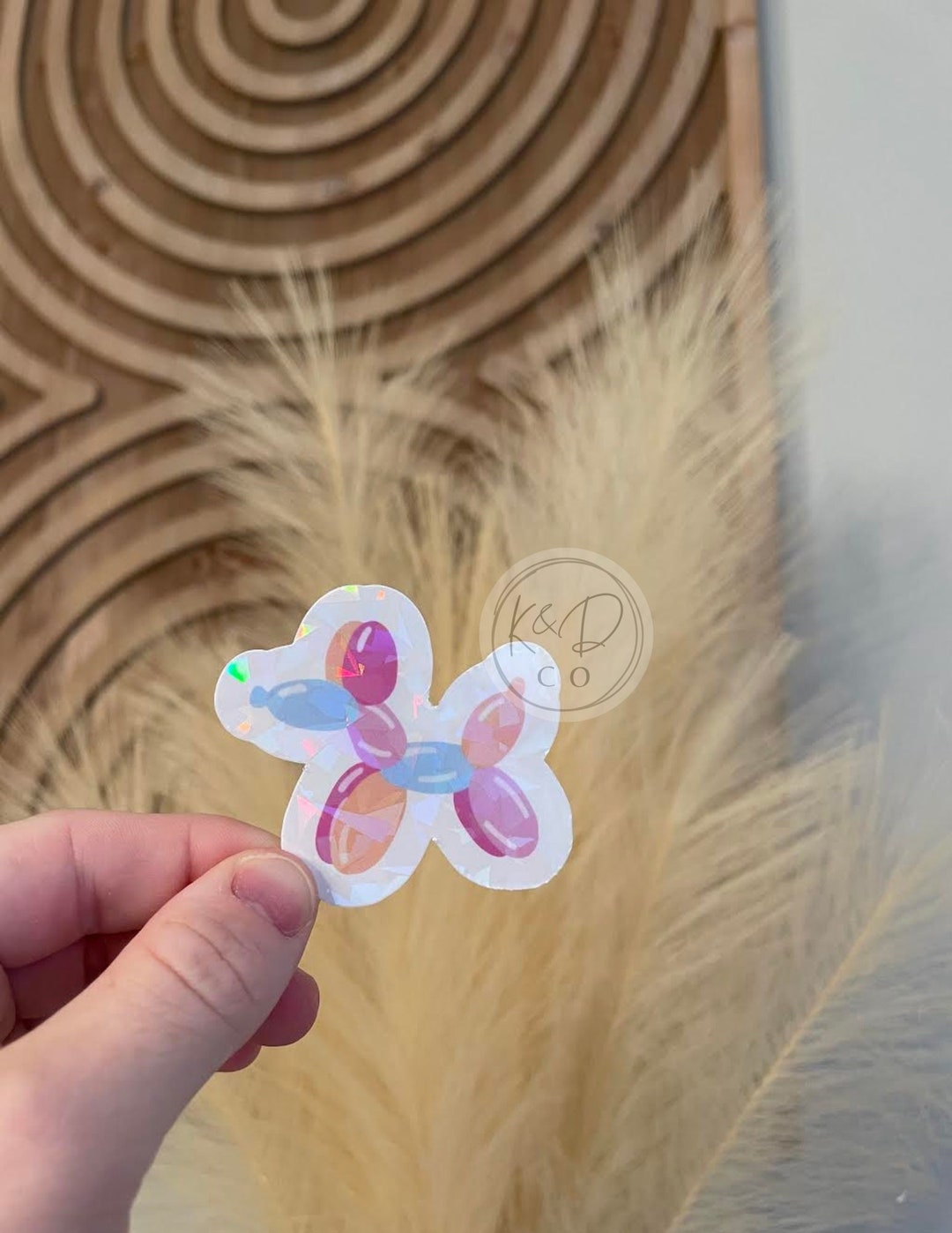 Mini Balloon Dog Sticker, Small Holographic Glitter Balloon Dog Sticker ...