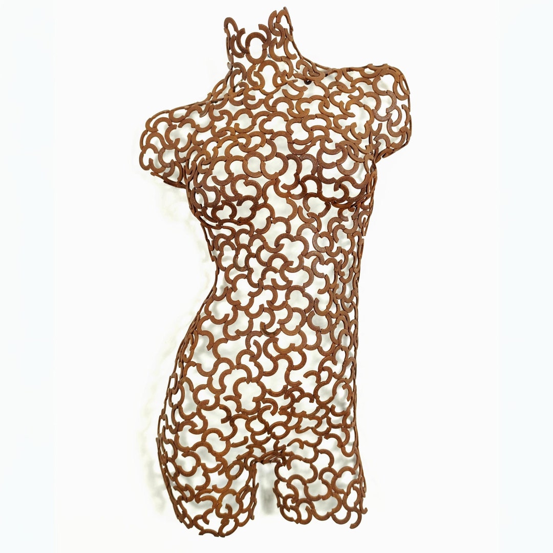 Handcrafted Rusted Metal Female Torso Wall Sculpture Artwork Elegant ...