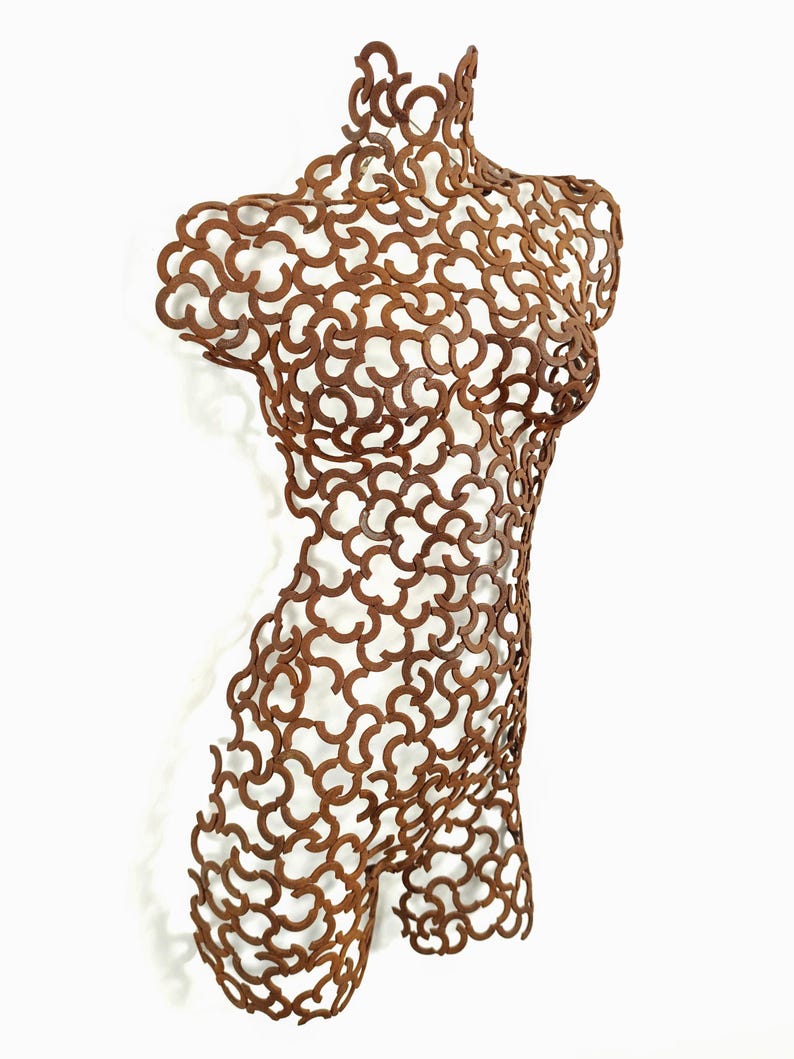 Handcrafted Rusted Metal Female Torso Wall Sculpture Artwork Elegant ...