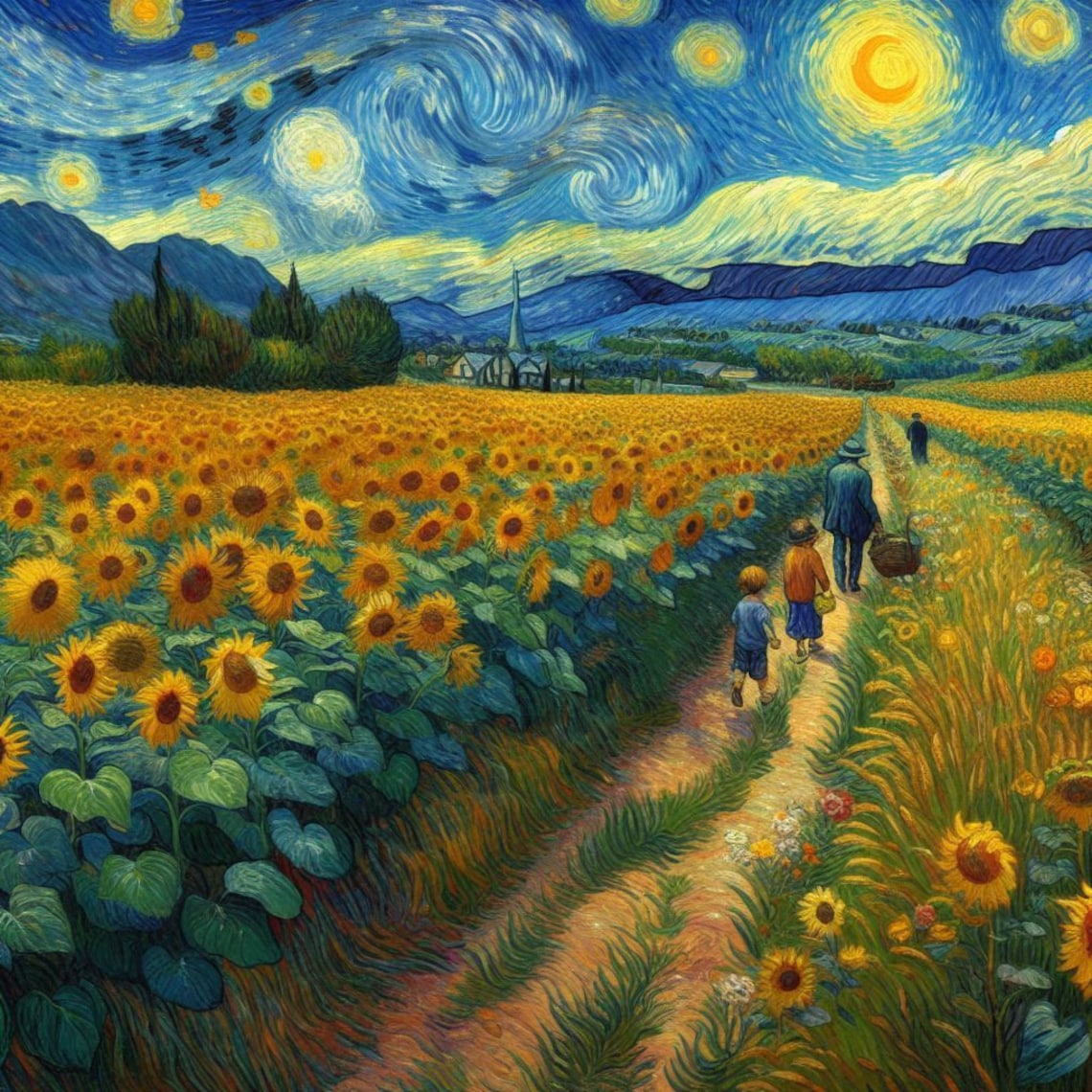 Vincent Van Gogh Inspired Sunflower Field Oil Painting 4 IMG - Etsy