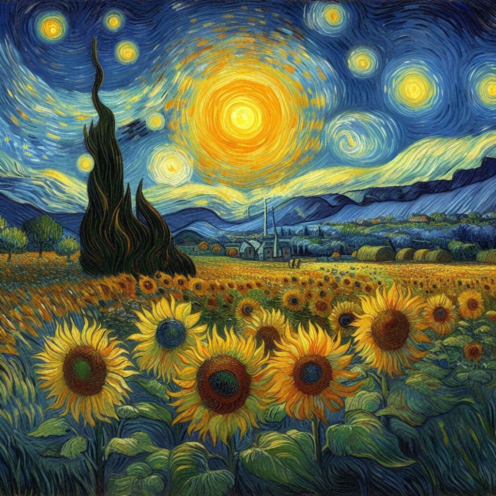 Vincent Van Gogh Inspired Sunflower Field Oil Painting 4 IMG - Etsy