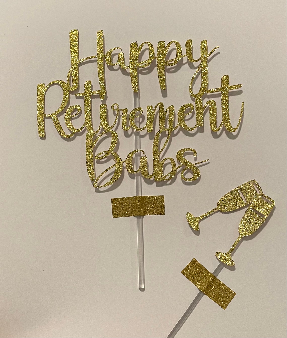 Rose Gold Glitter Happy Retirement Topper Personalized Happy - Etsy