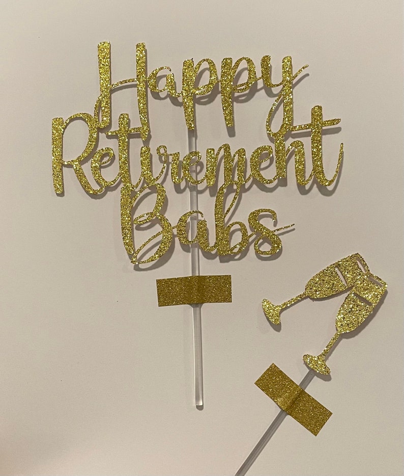 Rose Gold Glitter Happy Retirement Topper Personalized Happy - Etsy