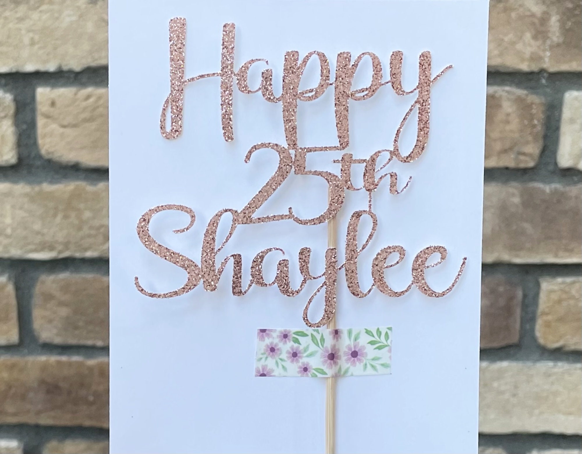 Rose Gold Glitter Happy Birthday Cake Topper Personalized - Etsy