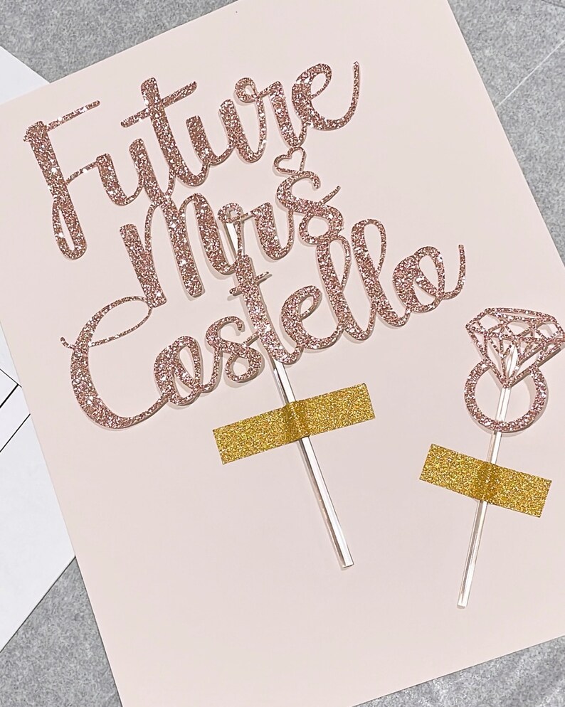 Rose Gold Bridal Shower Cake Topper Personalized Bridal | Etsy