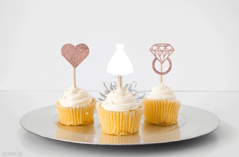 Rose Gold Bridal Shower Cupcake Topper Set Bride to Be - Etsy