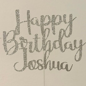 Rose Gold Glitter Happy Birthday Cake Topper | Personalized Happy ...