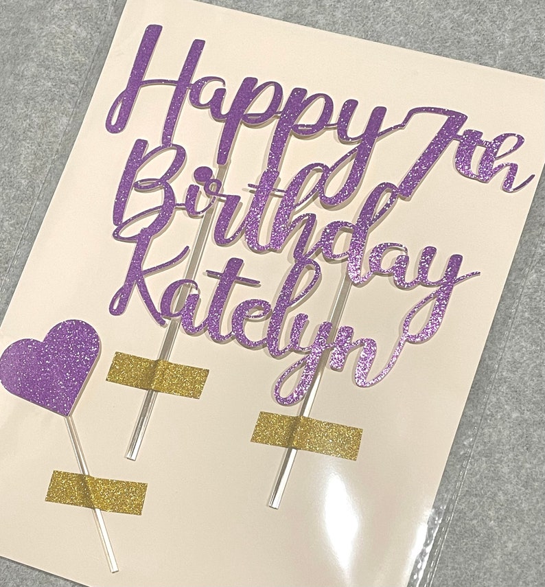 Rose Gold Glitter Happy Birthday Cake Topper Personalized - Etsy