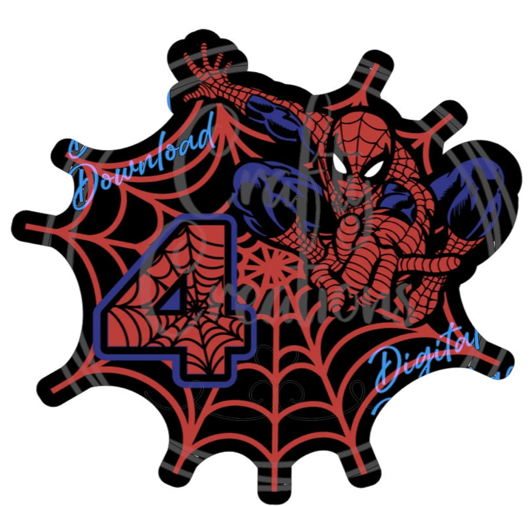 Spiderman 4th Birthday Cake Topper, DIY Party Decoration (digital ...