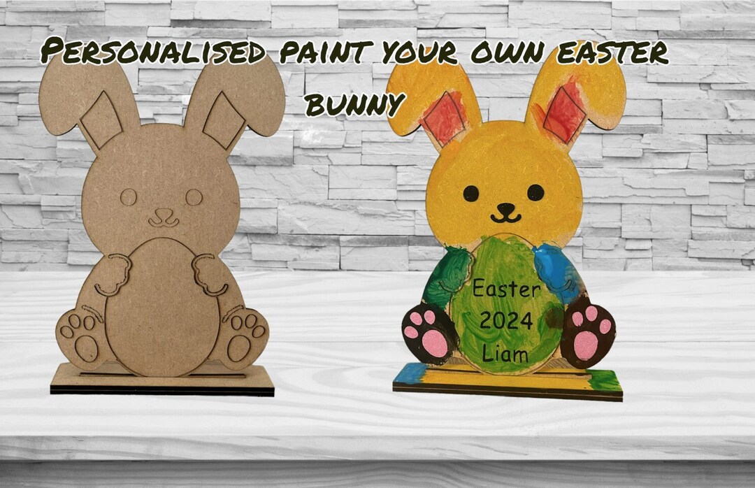 Personalised Paint Your Own Easter Bunny With Stand, MDF ,plywood, 3MM ...
