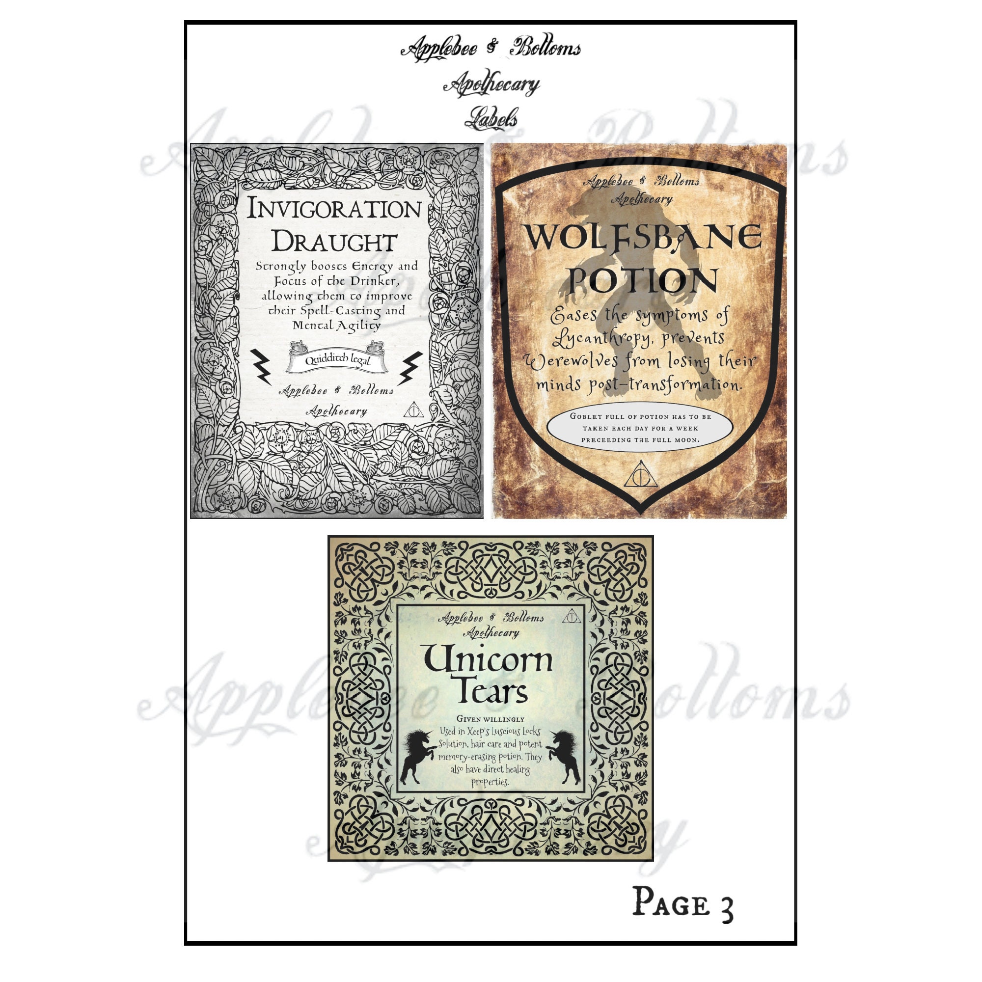 Vintage Apothecary Potion Labels for Jars or Bottles, Printable ...