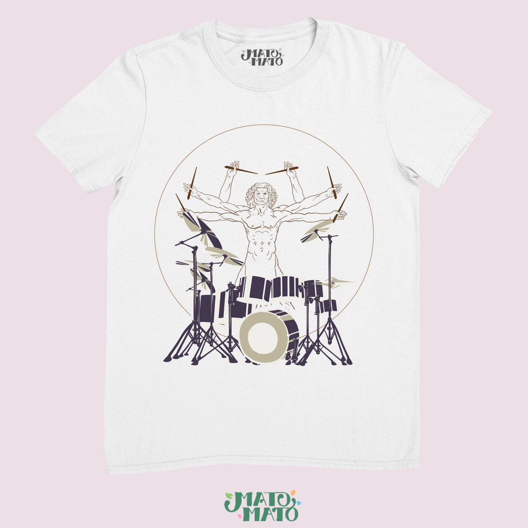 Da Vinci's Drummer Shirt, Drums Tshirt, Cool Drum Set Tee for Musician ...