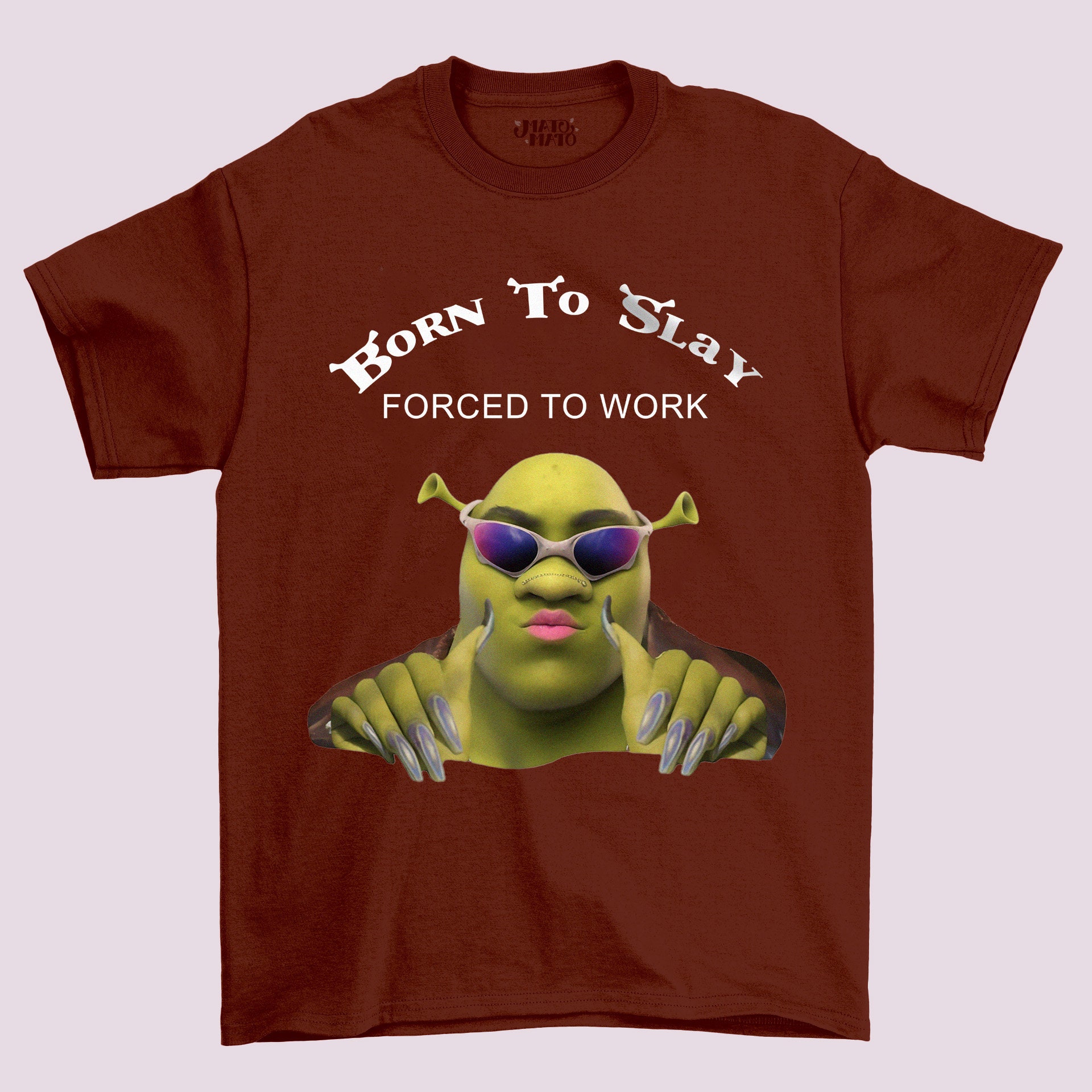 Shrek Born to Slay Forced to Work T-shirt, Funny Slogan Meme Shrek ...