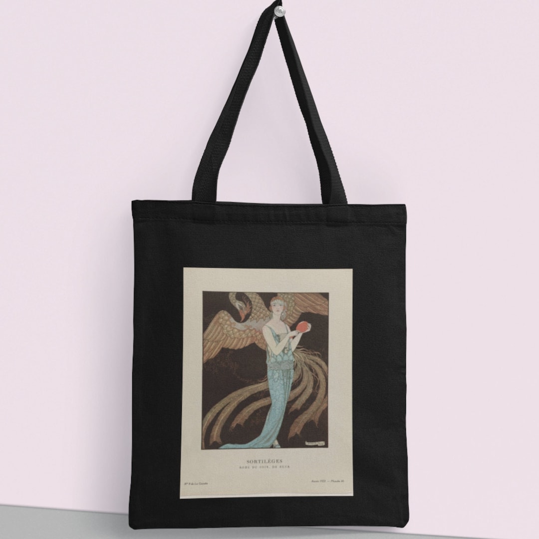 Vintage Art Deco, Art Nouveau Print Organic Tote Bag, Artsy, Trendy ...