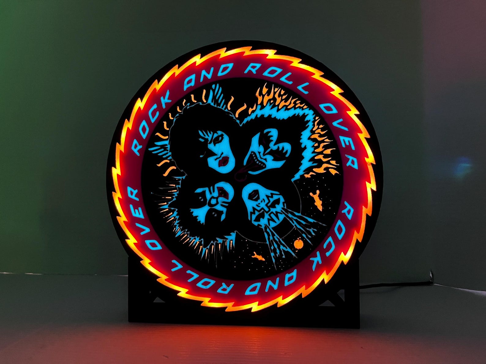KISS Rock and Roll Over, 4 Colored Light Box With Colored LED Lights ...